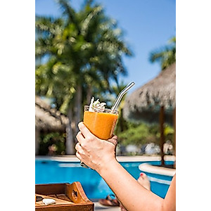 Hummingbird Glass Straws Clear Bent 9" x 9.5 mm Made With Pride In The USA - Perfect Reusable Straw For Smoothies, Tea, Juice, Water, Essential Oils - 4 Pack With Cleaning Brush