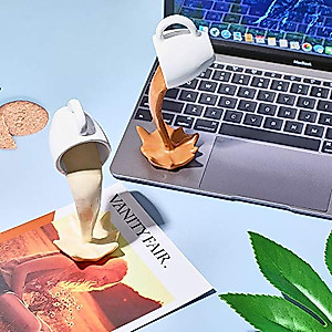 Jetec 2 Pieces Floating Coffee Cups Coffee Bar Accessories Magic Pouring Spilling Splash Coffee Mugs Sculpture Funny Art Decoration for Home Office Kitchen, Present for Coffee Lover (Cream, Brown)