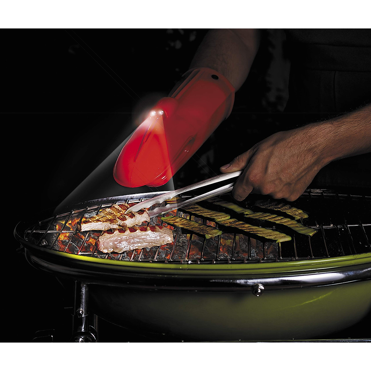Mastrad Silicone Oven Mitt with LED Light - Lights Up Oven Or BBQ - Non Slip Grooves and Cotton Lining