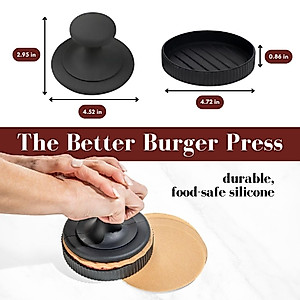 BRAVADIN Hamburger Press Patty Maker 1/3 lb with 100 Papers for 4.5-6" Patties, Non Stick Silicone Burger Mold, Versatile Grill Burger Shaper