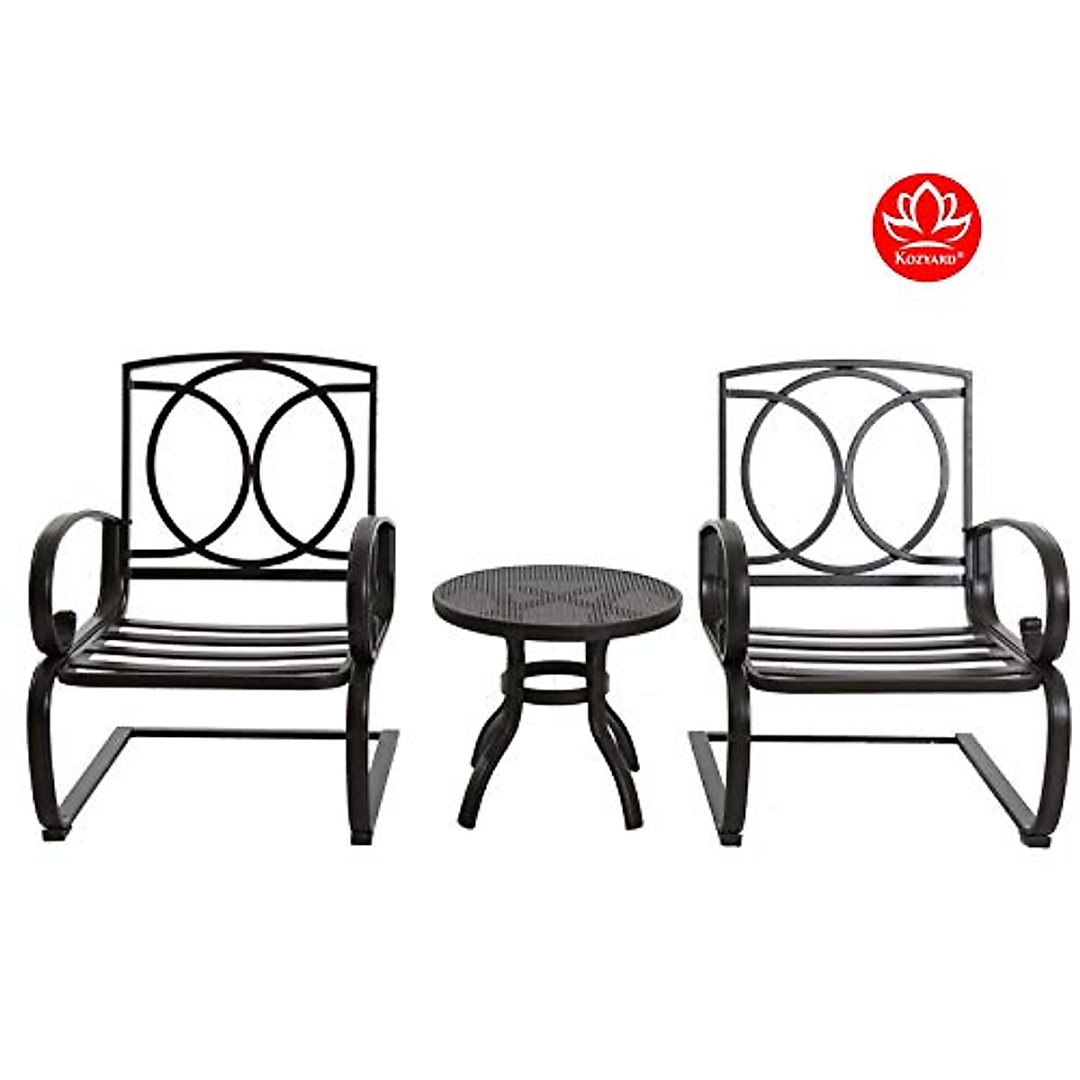 Kozyard Susan 3 PCs Patio Bistro Set Outdoor Furniture for Patio, Garden, and Yard with Cushioned Seats(Blue)