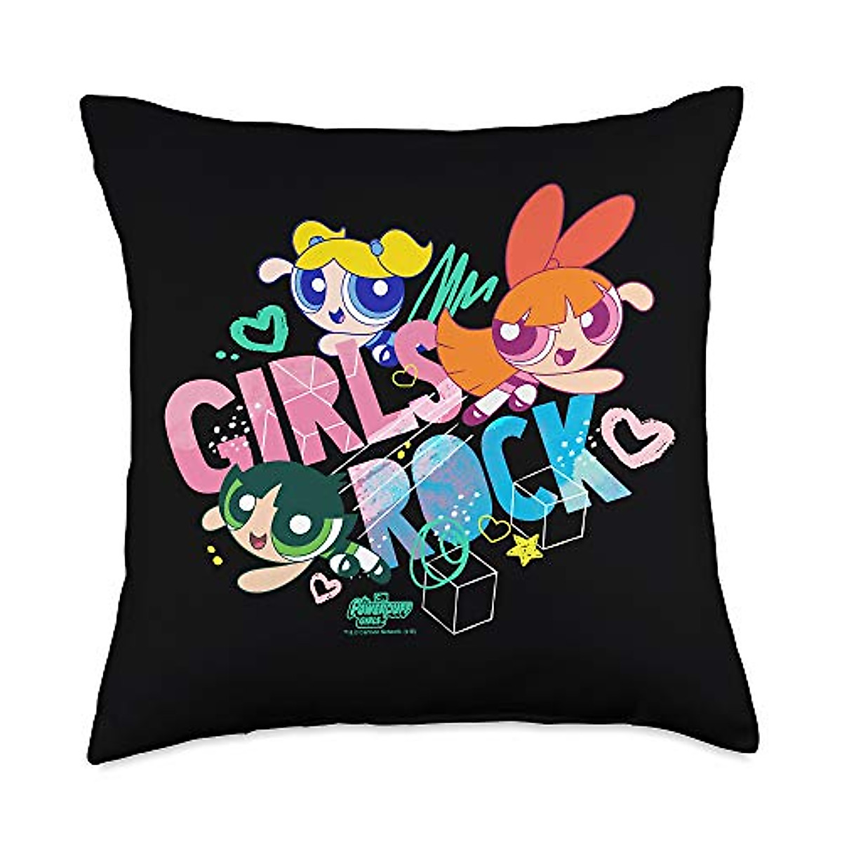 The Powerpuff Girls Girls Rock Throw Pillow, 18x18, Multicolor