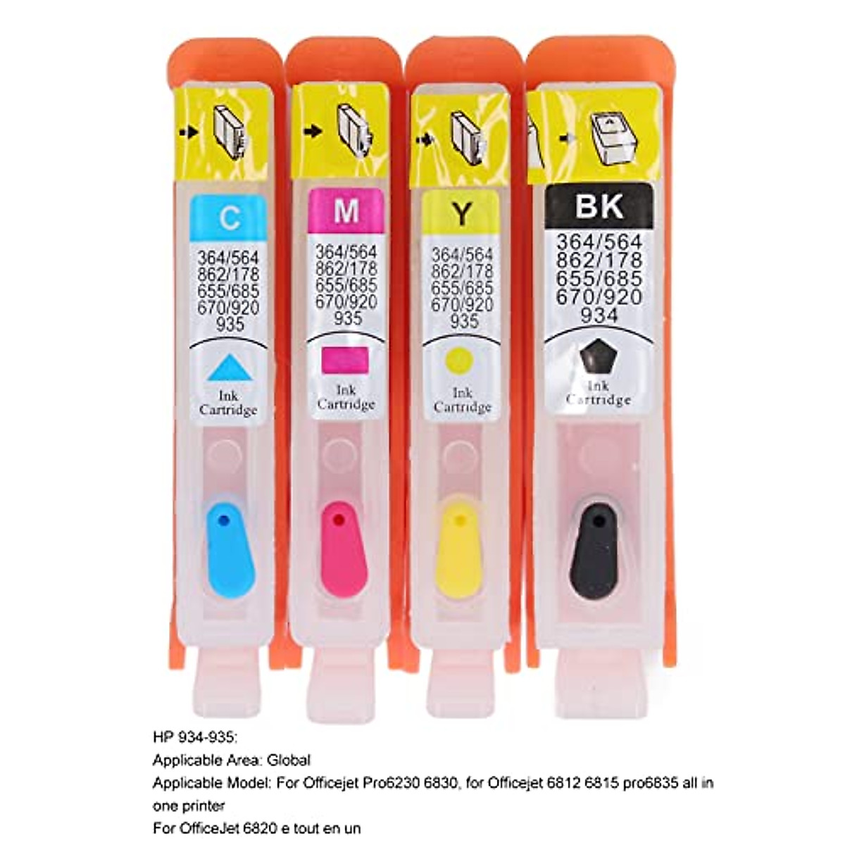 Fafeicy 4PCS Ink Cartridge,Permanent Chip Replacement Refill Ink Cartridge PP for Office (HP 934-935)