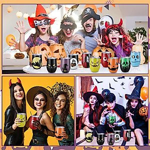 Roshtia 10 Pcs Halloween Mug Set 12 oz Pumpkin Cat Ghost Witch Holiday Cup Halloween Matching Water Tumbler for Home School Office Table Centerpieces Birthday Housewarming Gifts, 10 Styles