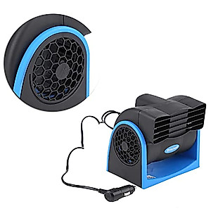 Zerone Car Silent Air Fan, Universal 12V Electric Car Mini Fan Adjustable Speed Silent Air Fan with Cigarette-Lighter Plug for Truck RV SUV ATV, 6.5 x 5.1in