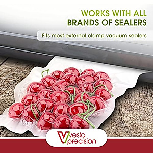 Vacuum Seal Pouches by Vesta Precision | Clear and Embossed Vacuum Sealer Bags | Liquid Block | 25 Vacuum Bags per Box (8x12)