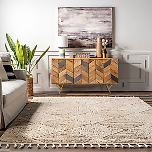 nuLOOM Kerry Geometric 7x9 Area Rug for Living Room Bedroom Dining Room Kitchen, Beige