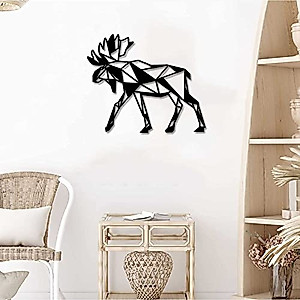 Geometric Deer Metal Wall Art, Metal Wall Sculptures, Metal Hanging Artwork Signs, 3D Wall Silhouette Metal Wall Decor, for Home Office Decoration Sculpture