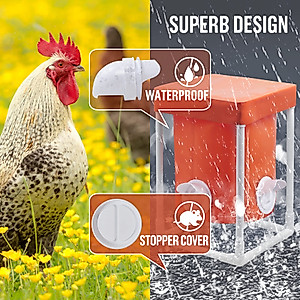 Chicken Feeder and Waterer Combo, 17.6LBS Four Chicken Feeder Ports & 2.64 Gallon Four Automatic Fill Waterer Cups Birds Poultry Feeding Equipment for up to 20 Adult Chickens