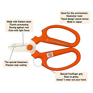 Sakagen Flower Scissors Hand Creation F-170 (Orange, 170mm)
