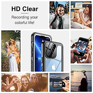 Temdan [Real 360 for iPhone 13 Pro Max Case Waterproof, Built-in 9H Tempered Glass Camera Lens & Screen Protection [13FTMilitary Dropproof][Full-Body Shockproof][IP68 Underwater] Phone Case White