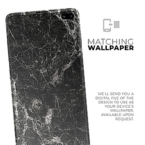 DesignSkinz Black Scratched Marble 2 Protective Vinyl Decal Wrap Skin Cover Compatible with The Samsung Galaxy S20 (Screen Trim & Back Glass Skin)