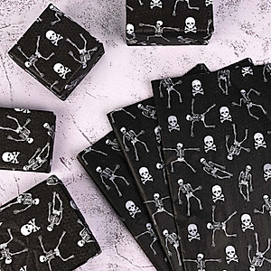 Bolsome 100 Sheets 20 × 14 Inches Halloween Tissue Paper for Gift Packaging Black White Dancing Skeleton Patterned Tissue Paper for Halloween Trick or Treat Party DIY Craft