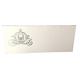 Party Favors Plus 100 Silver Cinderella Carriage Tent Style White Place Cards 4.25" X 1.75 Folded