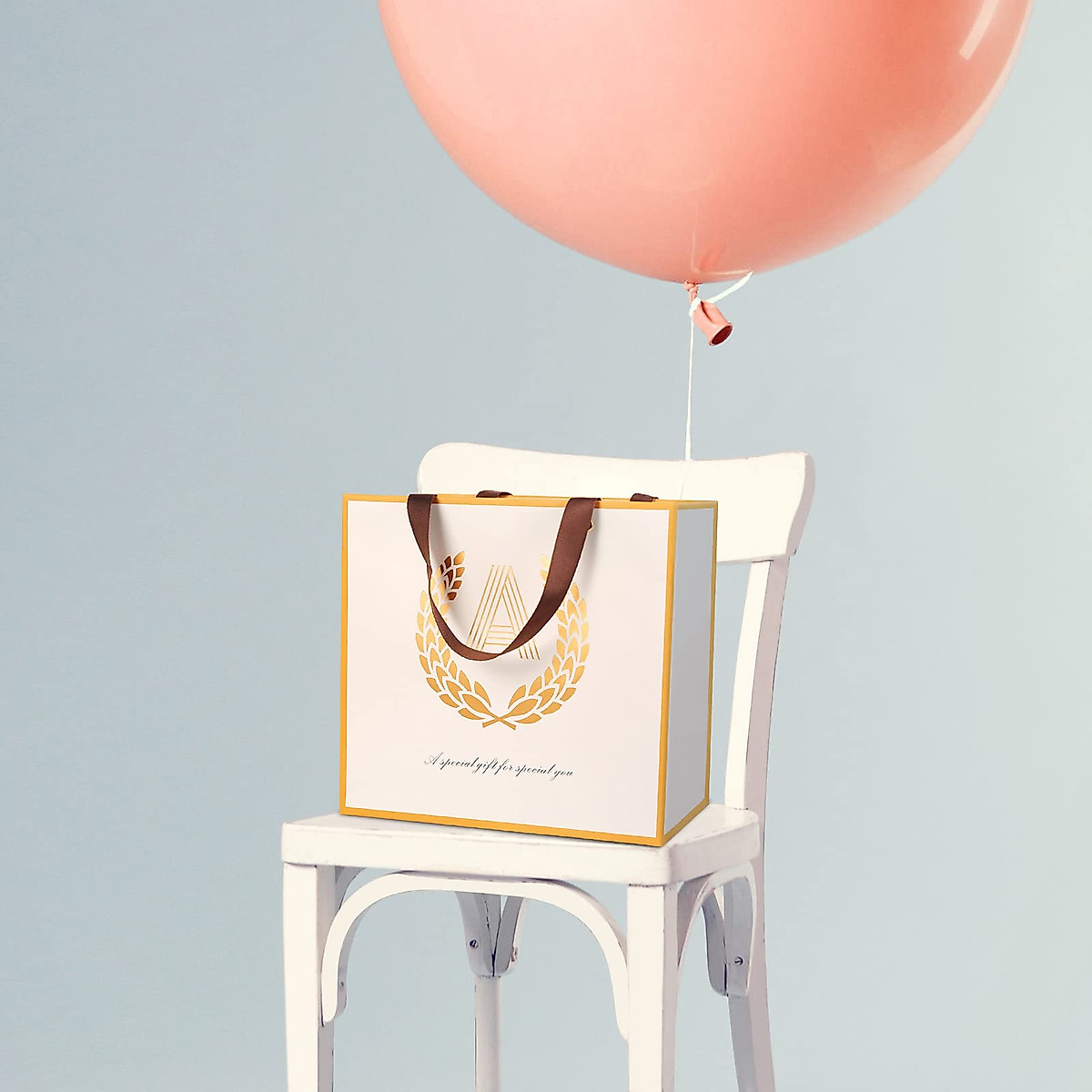 Women's Day Gift Bag, Premium Quality Personalized Gift Monogram Initial Gift Bags, 1 Pack Letter A, Personalized Premium Gift Bags with Tissue Greeting Card Sealing Stickers for Birthdays, Baby Showers, Weddings, Party Favors, Holiday Gifts 12.6" X 11" X