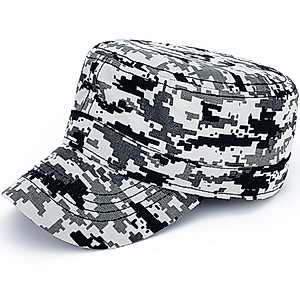 REDSHARKS mens Digital Camo Cadet Army Velcro Back Military Flat Top Baseball Dad Sun Adjustable Cap, Grey Digital Camo, X-Large