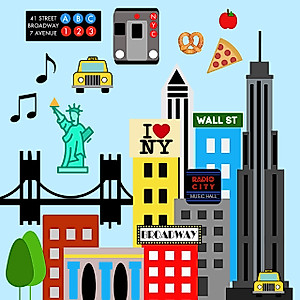 Baby Jack & Co 8x8” Learning Lovey NYC New York Tag Toys for Babies - Baby Crinkle Toys - Soft & Safe - Learn USA Cities and Shapes - Ideal Baby Toy & Gift BPA Free w/Stroller Clip