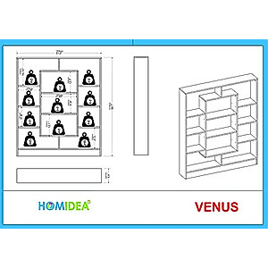 HOMIDEA Venus Bookcase - Room Divider - Free Standing Shelving Unit for Living Room or Office in a Modern Design (Walnut/White)