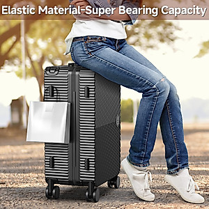 SOMODE Lightweight Carry On Luggage 20inch Wide Handle Suitcase,Travel Luggage (03-2-BLACK)