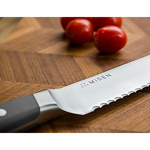 Misen Serrated Bread Knife - 10 Inch, High Carbon Stainless Steel, Japanese AUS10 - Ideal for Sourdough, Challah, Watermelon - Bread Slicer - Gray