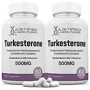 Justified Laboratories (2 Pack Turkesterone 500mg 10% Standardized Naturally Increase Stamina Endurance Strength 120 Capsules
