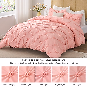 BEDELITE Pink Twin Comforter Set for Girls - 2 Peices Boho Pintuck Bedding Comforter Sets, Lightweight Soft & Warm Twin Bedding Sets with 1 Pillowcase for All Season