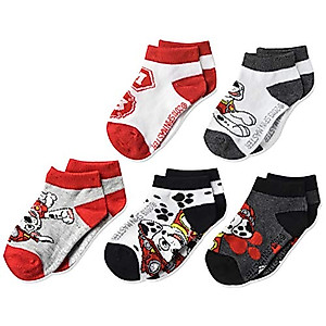 Nickelodeon boys Paw Patrol 5 Pack Shorty Casual Sock, Black Red Multi, Shoe Size 4-8 US