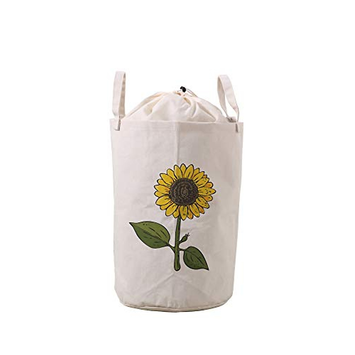 LifeCustomize Large Laundry Basket Hamper Cartoon Sunflower Leaf Collapsible Drawstring Storage Baskets Nursery Baby