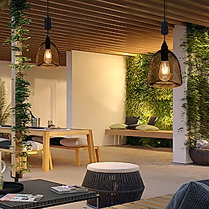 Battery Operated Hanging Light with 6 Hours Timer, Outdoor Indoor Decorative Lantern Chandelier Pendent Haning Metal Black Hanging Lamp for Patio Bar Yard Garden Porch Home…