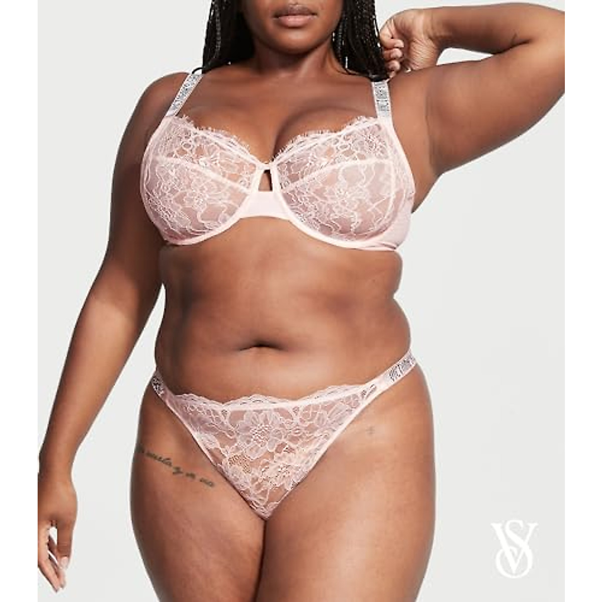 Victoria's Secret Very Sexy Lace Thong Women's Underwear, Panties for Women, Purest Pink, XXL