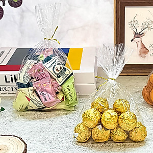 Cherodada 6"x 10", 200Pcs Cellophane Treat Bags with Twist Ties for Gift Wrapping, Wrapping Candies, Cookies, Chocolates, Popcorn