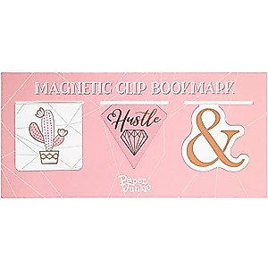 Magnetic Bookmarks with Inspirational Quotes, Rose Gold Foil Page Clips (12 Pieces)