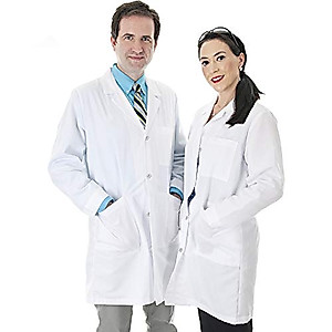 TALVANIA Lab Coat Women White Long Sleeve Uniform Lab Coats Cotton Laboratory Doctor Nurse Coat (Small)