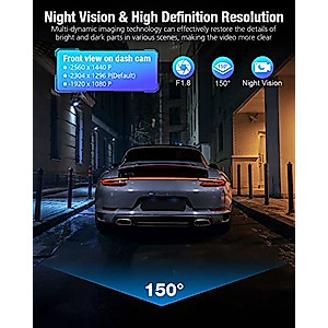 OMBAR Dash Cam 2K Built-in WiFi Car Camera, Dash Camera for Cars with Free 32G SD Card, Front Dashcam, Dash Camera Night Vision, Loop Recording, G-Sensor, 24 Hours Parking Monitor, APP, 150°Wide Angle