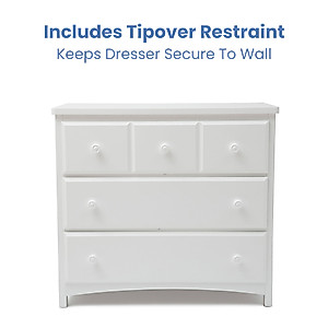 Delta Children 3 Drawer Dresser, Greenguard Gold Certified, White