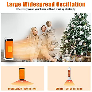 tectake Outdoor Patio Heater, 1500W Electric Tower Heater with Remote Control, 120° Oscillating, Portable Space Heaters for Indoor Use, Bedroom, Office, Outside, Tent