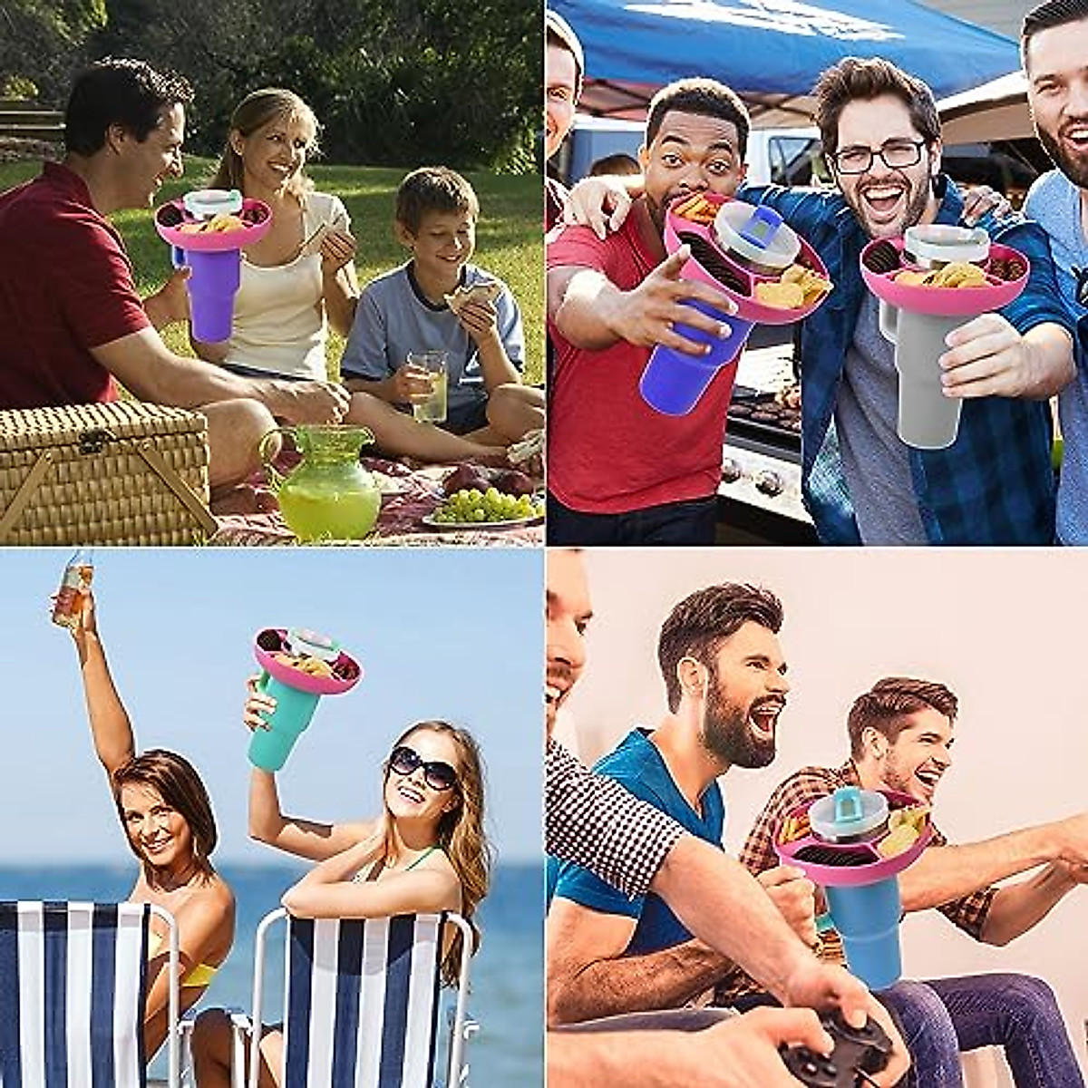 YUBIRD Snack Ring for Stanley Cup, Snack Tray for Stanley Cup 40 Oz, Silicone Snack Bowl Compatible with Stanley 40 Oz, Snack Holder for Stanley Cup (Pink)