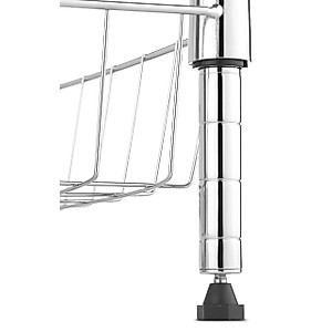 Whitmor Supreme Stacking Shelf with Basket - Adjustable Home Organizer - Chrome