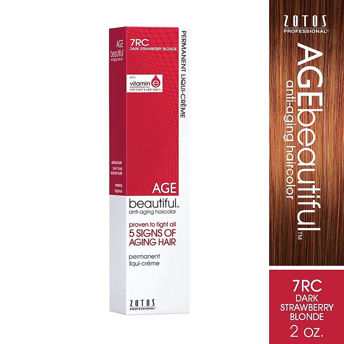 AGE beautiful Permanent Hair Color Dye Liqui Creme | 100% Gray Coverage | Anti-Aging Haircolor | Biotin for Thicker, Fuller Hair | Professional Salon Coloring | 7RC Dark Strawberry Blonde