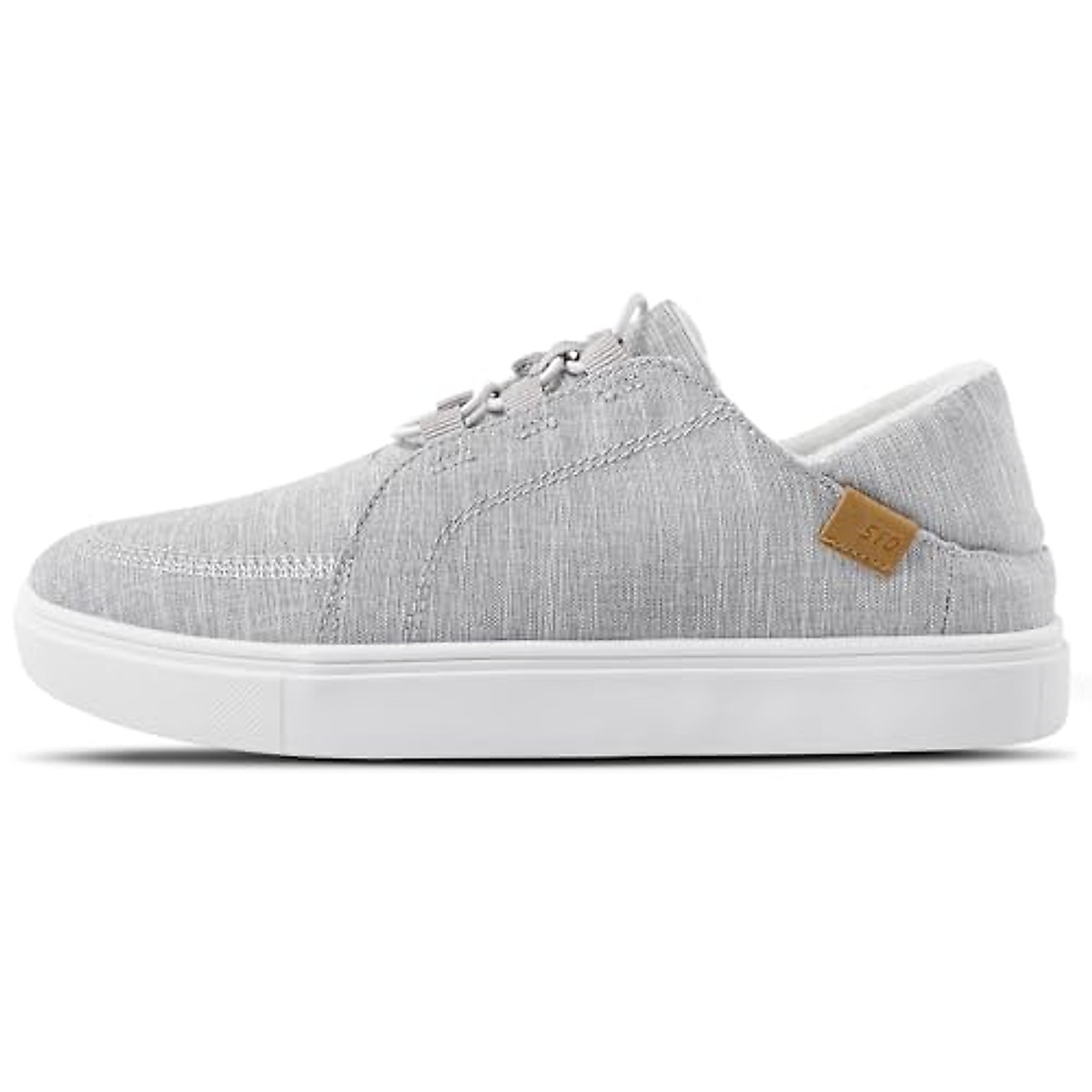 STQ Casual Shoes for Women Slip On Loafers Shoes Low Top Canvas Sneakers Light Grey 8.5