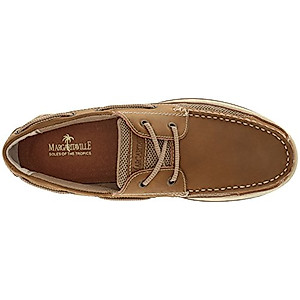 Margaritaville Men's Anchor Lace Boat Shoes-Lightweight and Durable 2 Eye Lace Up, Light Tan, 10