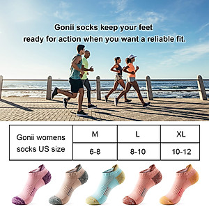 Gonii Ankle Socks Womens Running Athletic No Show Socks Cushioned 5-Pairs