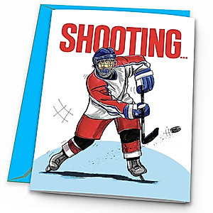 Play Strong Hockey Birthday Card 1-Pack (5x7) Power Player Illustrated Sports Birthday Cards Greeting Cards- Awesome for Hockey Players, Coaches and Fans Birthdays, Gifts and Parties!
