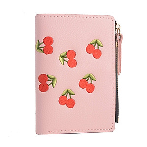 Nawoshow Women Cute Small Wallet Cherry Pattern Coin Purse Card Holder Clutch Bag (A-Pink)