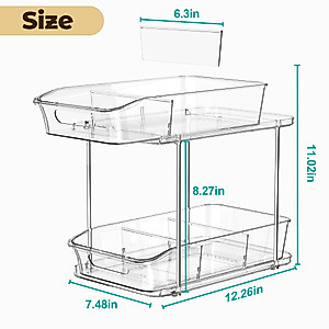 incostar 2 Tier Under Sink Organizer for Bathroom and Kitchen, Pull-Out Storage Organizer with Dividers, Ideal for Organizing Cupboard,Bathroom Vanities,Cabinet, Slide-Out Clear Storage, 2 Pack