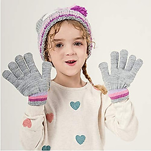 accsa Toddler Kids Girl Novelty Colorful Knit Unicorn Pony Beanie Hat Age 6-9 YRS Grey