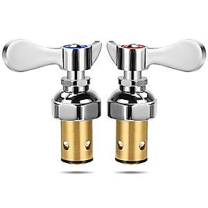 DYVIAHOME Brass Spindle Assembly for Commercial Faucet Valve Spool Replacement Hot Cold Side Handle Stem Assembly Cartridge Fit Kitchen Restaurant (1 Pair)