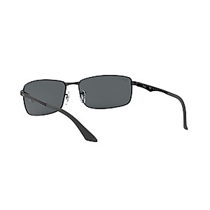 Ray-Ban Men's RB3498 Rectangular Sunglasses, Matte Black/Polarized Grey, 64 mm
