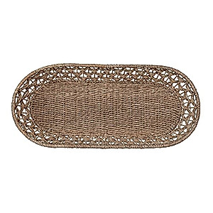 Bloomingville Hand-Woven Rattan Decorative Oval Seagrass and Metal Frame Basket, Natural