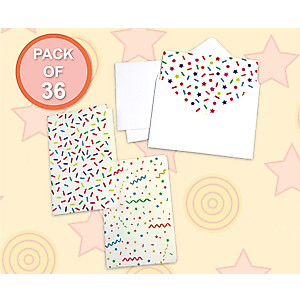 36 Pack All Occasion Assorted Blank Greeting Cards-Rainbow Confetti Designs-Blank Greeting Cards with Envelopes Included 4 x 6 Inches Thank You Cards, Birthday Cards, Graduation Cards,Congratulations